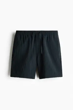 H&M Relaxed Fit Textured Shorts - Black