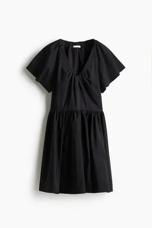 H&m Butterfly-sleeved V-neck Dress