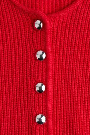 H&m Rib-knit Cardigan With Metal Buttons