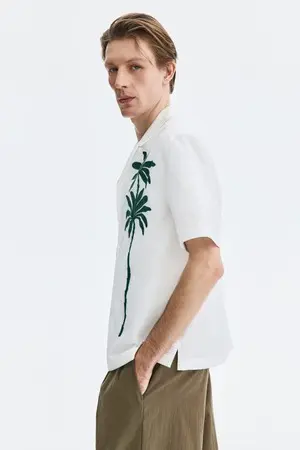 H&m Relaxed Fit Embroidered-motif Resort Shirt