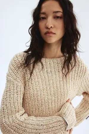 H&m Textured Rib Knit Boat Neck Jumper