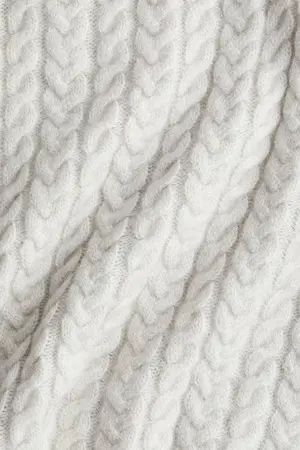 H&m Cable Knit Jumper With Ribbed Crew Neck And Dropped Shoulders - Light Gray
