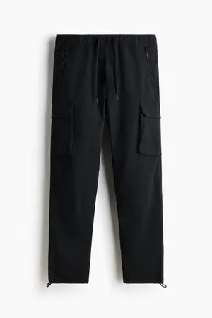 H&m Regular Fit Nylon Cargo Trousers - Black