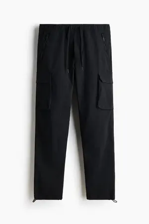 H&m Regular Fit Nylon Cargo Trousers - Black