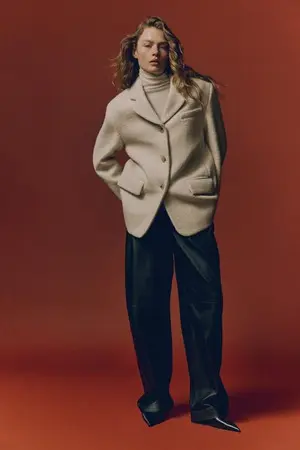 H&m Single-breasted Textured Blazer - Light Beige