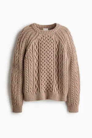 H&m Cable-knit Jumper - Taupe