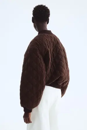 H&m Quilted Bomber Jacket With Stand Collar
