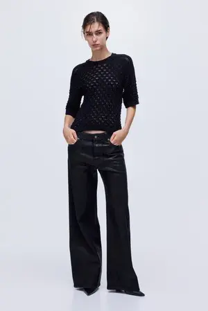 H&m Pointelle Knit T-shirt