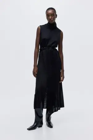 H&M Sleeveless Scarf Collar Knit Maxi Dress