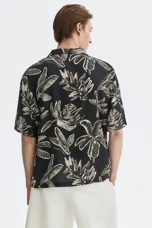 H&m Relaxed Fit Resort Shirt - Black/patterned