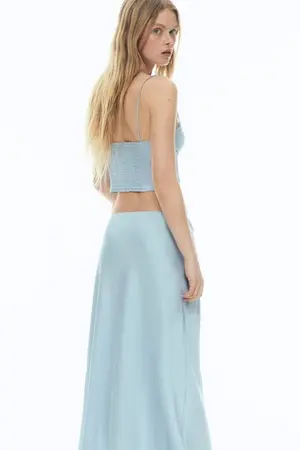 H&m Satin Maxi Skirt With High Slit