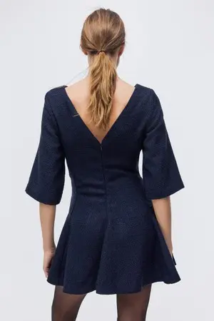H&M Bouclé Mini Dress With V-neck Back
