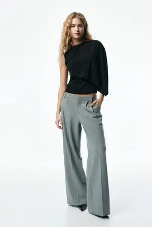 H&m Sleeveless Top With Asymmetric Cape Detail - Black