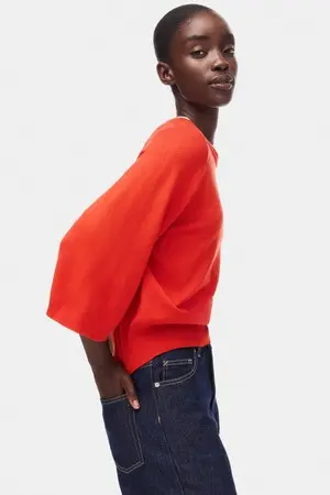 H&m Fine-knit Raglan Sleeve Top - Red