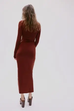 H&m Draped Jersey Maxi Dress With Asymmetric Neckline