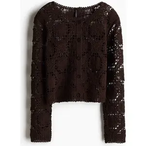 H&m Crochet-look Cardigan With Button Front