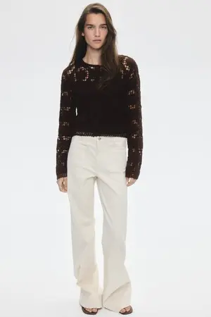 H&m Crochet-look Cardigan With Button Front