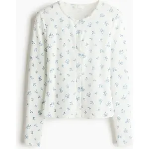 H&m Pointelle Jersey Cardigan With Picot Trim
