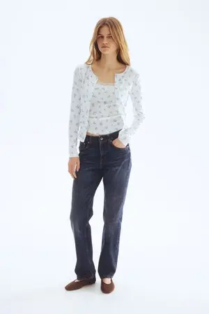 H&m Pointelle Jersey Cardigan With Picot Trim