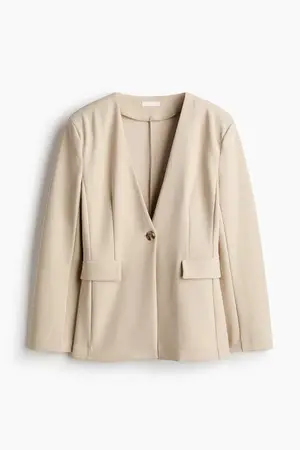 H&M Collarless Jersey Blazer With V-neckline