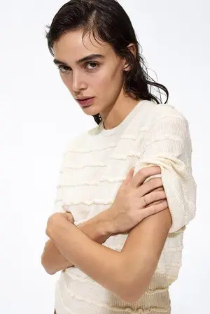 H&m Frill-trimmed Knitted Top