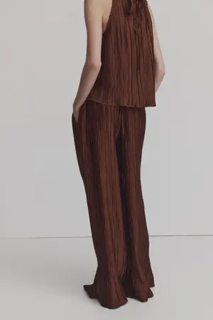 H&m Crinkled Wide-leg Pull-on Trousers