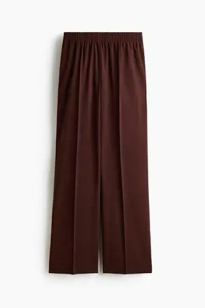 H&m Wide-leg Trousers With High Waist - Brown