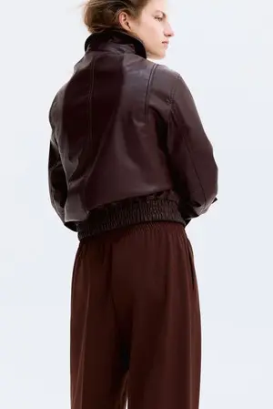 H&m Wide-leg Trousers With High Waist - Brown
