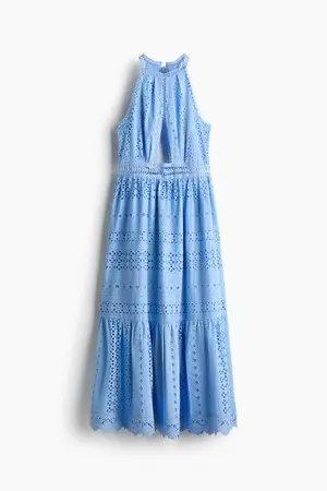 H&m Eyelet-embroidered Poplin Maxi Dress