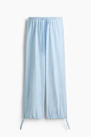 H&m Cotton Pyjama Bottoms - Light Blue/checked