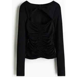 H&m Cut-out Jersey Top With Draped Detailing
