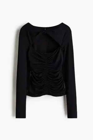 H&m Cut-out Jersey Top With Draped Detail