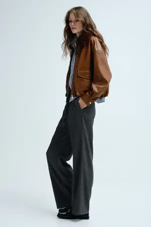 H&m Drawstring Trousers In Herringbone Weave