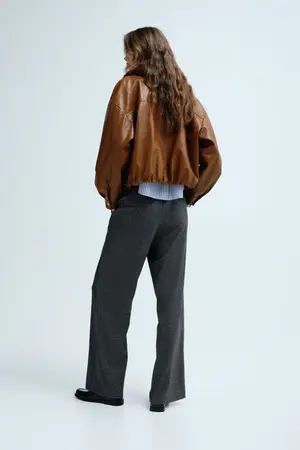 H&m Drawstring Trousers In Herringbone Weave