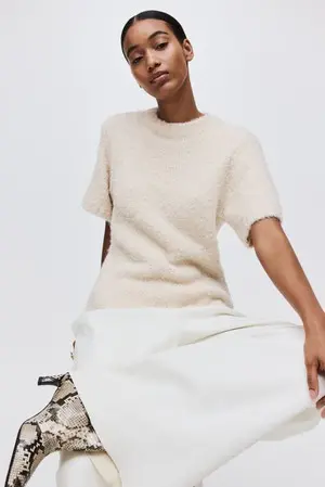 H&m Bouclé-knit T-shirt
