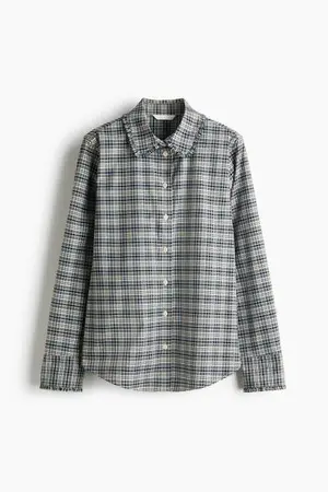 H&M Cotton Poplin Shirt With Frill Trim