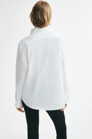 H&M Cotton Poplin Shirt With Frill Trim