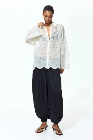 H&m Broderie Anglaise Lyocell-blend Shirt