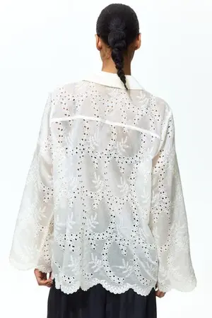 H&m Broderie Anglaise Lyocell-blend Shirt