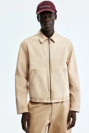 H&m Collared Cotton Jacket - Beige
