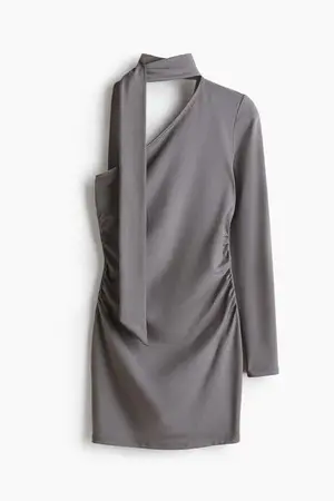 H&m Draped One-shoulder Mini Dress