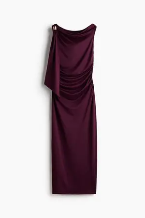 H&m Draped One-shoulder Maxi Dress