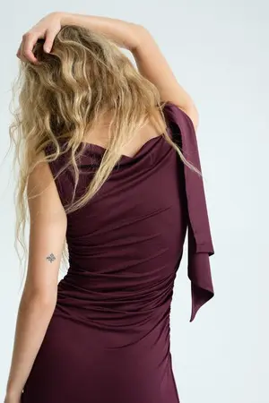 H&m Draped One-shoulder Maxi Dress