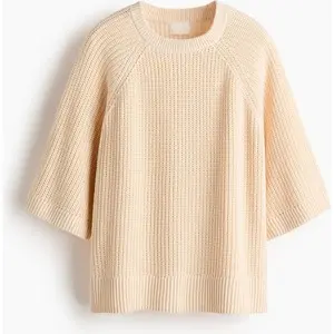 H&m Rib-knit Oversized Top - Beige