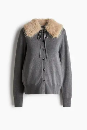 H&m Mama Detachable Fur Collar Cardigan