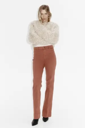 H&m Flared High-rise Jeans - Dark Orange