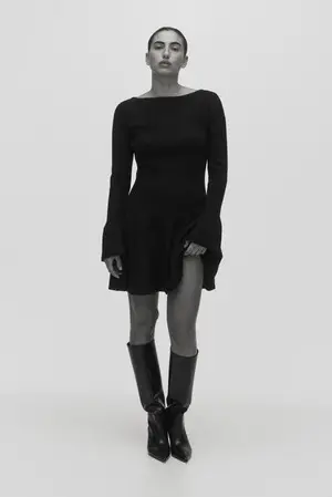 H&m Flounced Rib-knit Mini Dress
