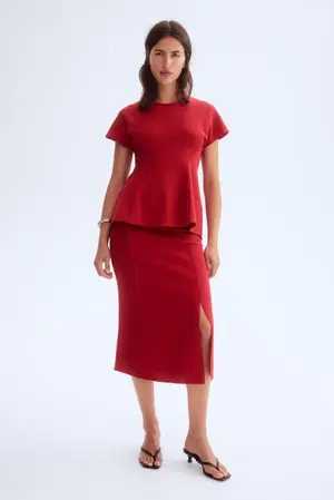 H&m Fine-knit Midi Skirt With Slit