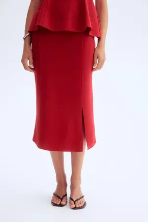 H&m Fine-knit Midi Skirt With Slit