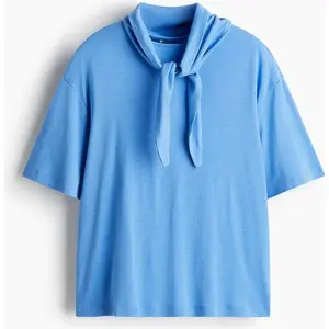 H&m Cotton Scarf Collar Top